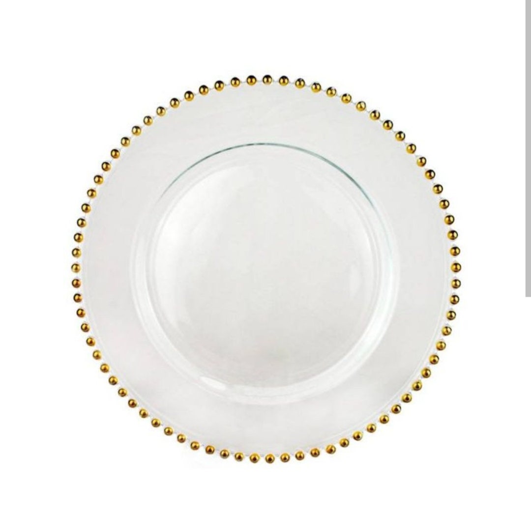 Gold Beaded Charger Plates for Hire - Etsy