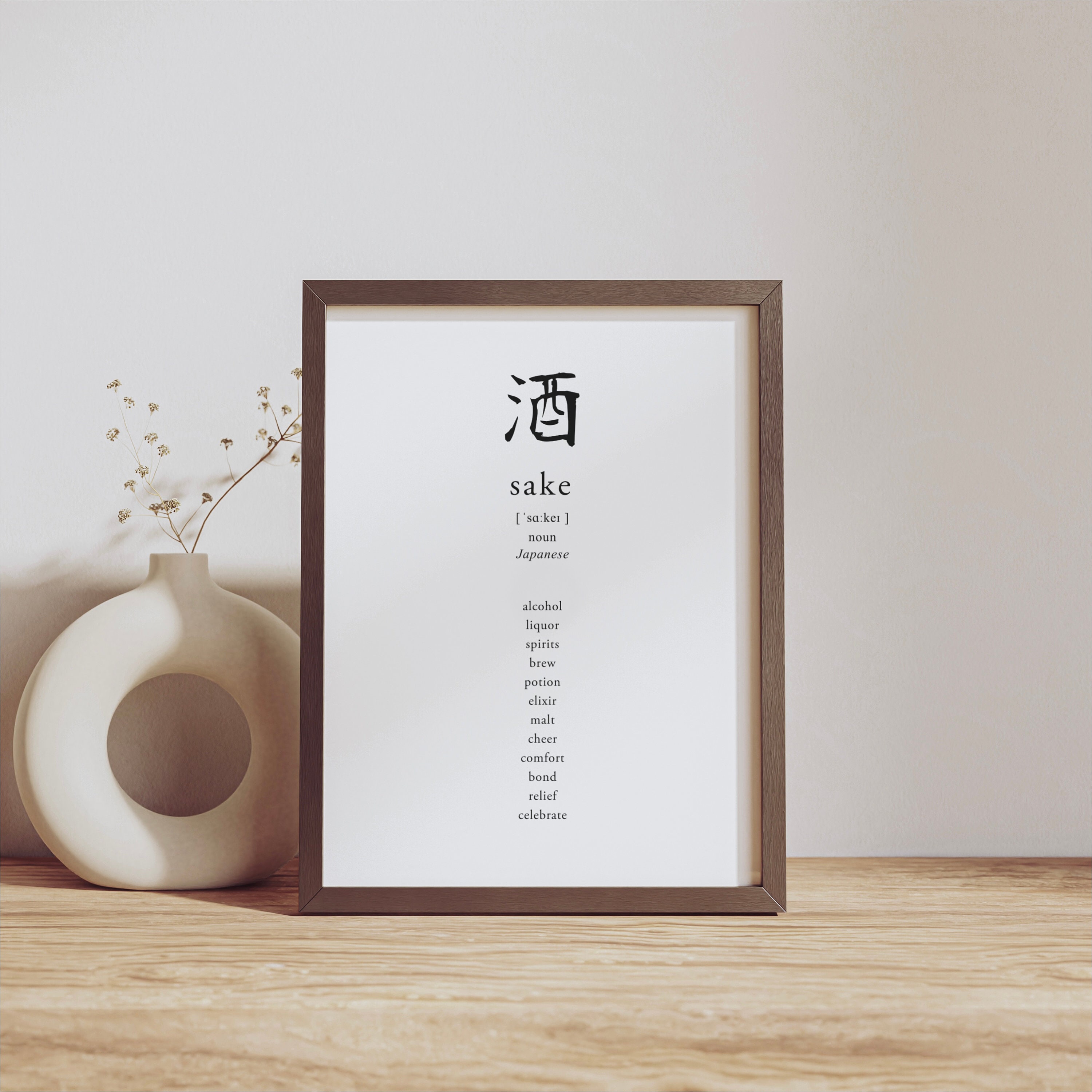 Japanese Sake Definition Print Poster, Rice Wine, Dictionary Art Print ...