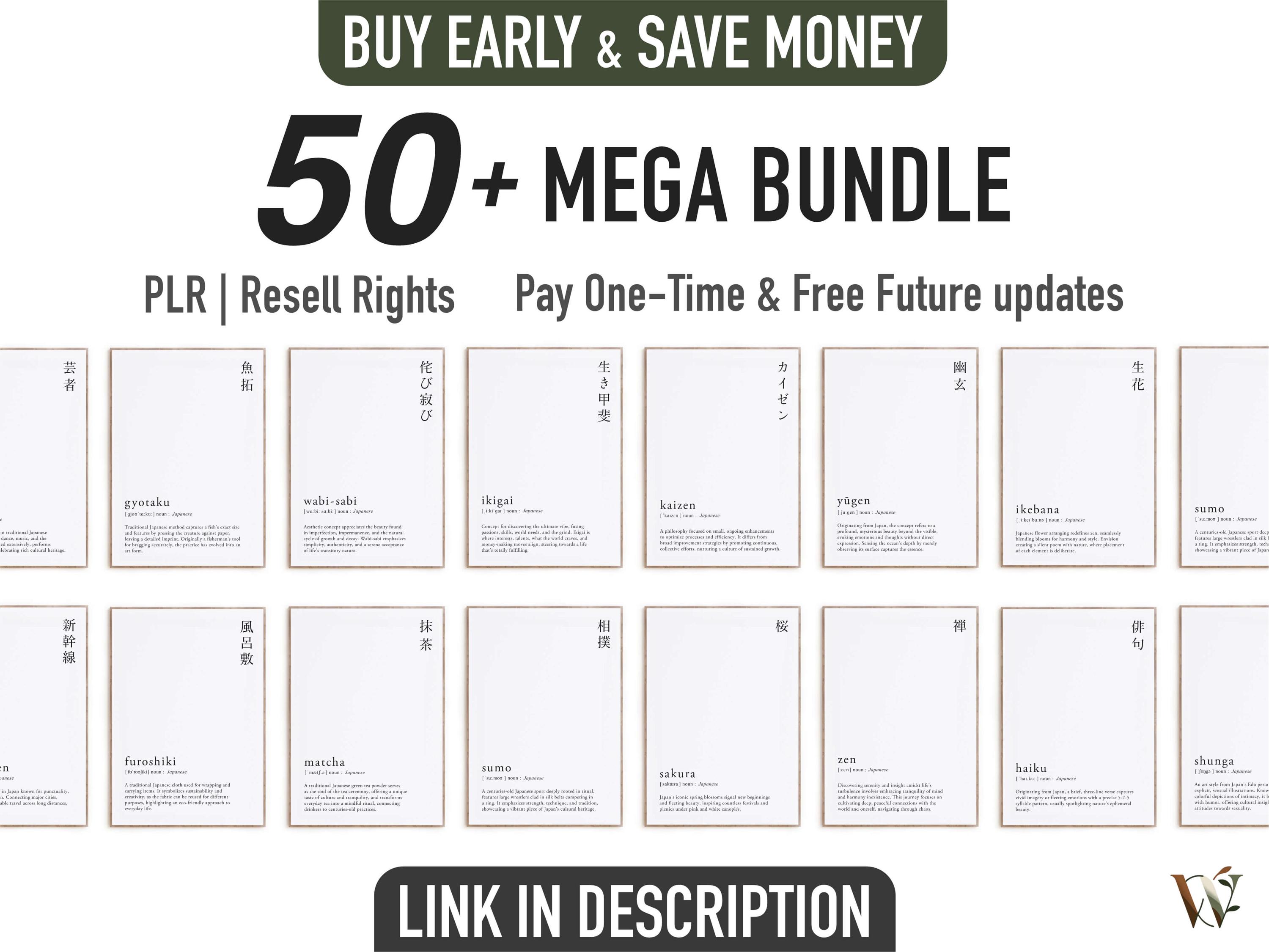 6 Japanese Kanji Word Definition Printable Minimalist Wall Art Bundle ...