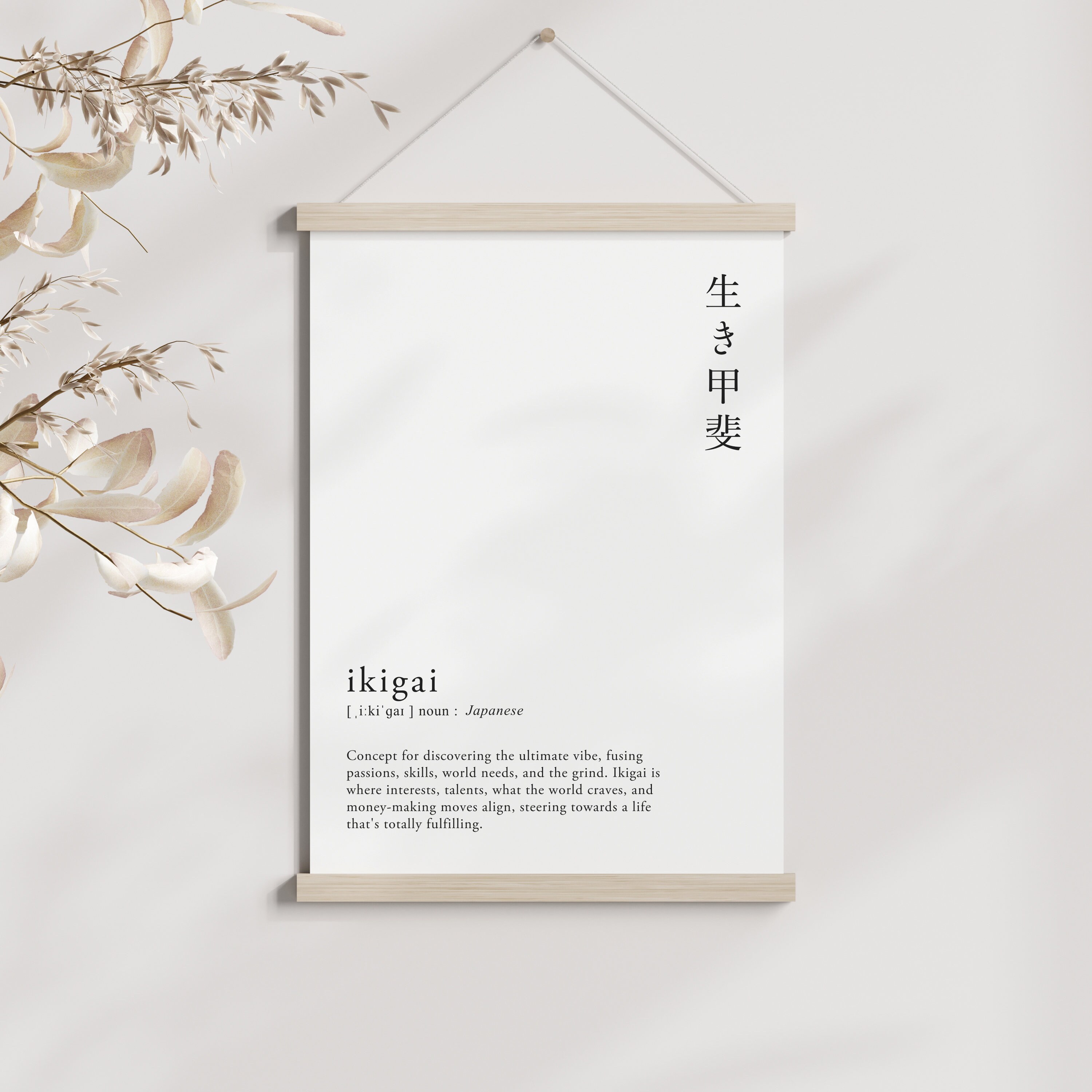 Ikigai Definition Poster, Japanese Wallart, Aesthetic, Dictionary Print ...