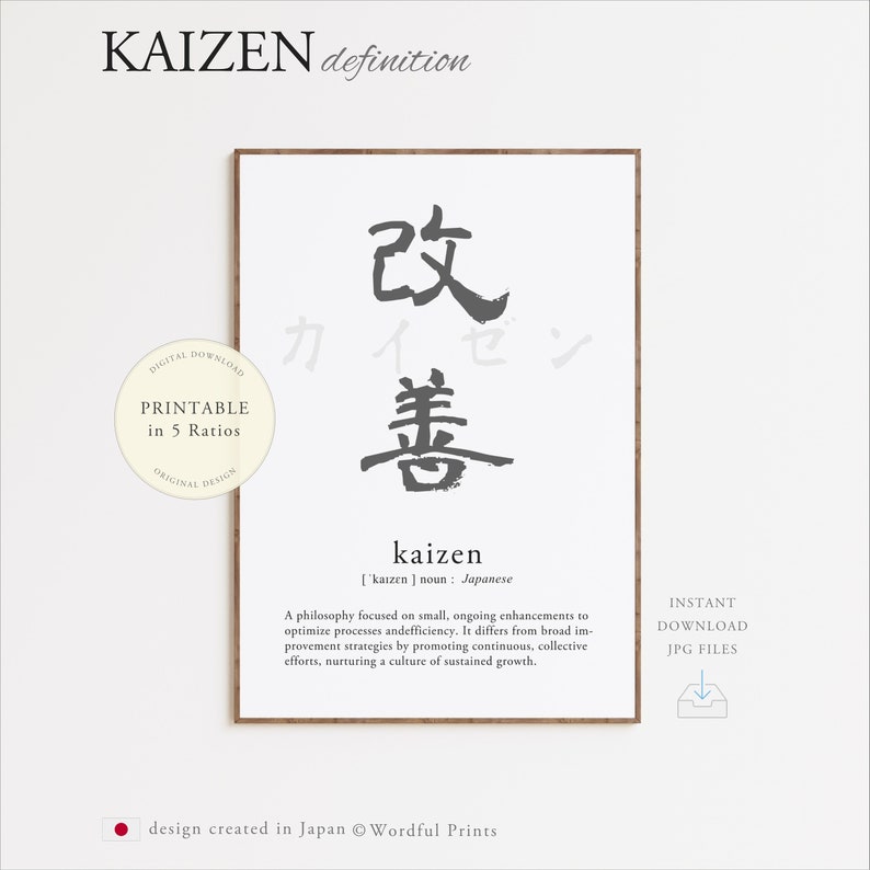 Kaizen Definition Print Workplace Motivation Japanese Language Kanji ...
