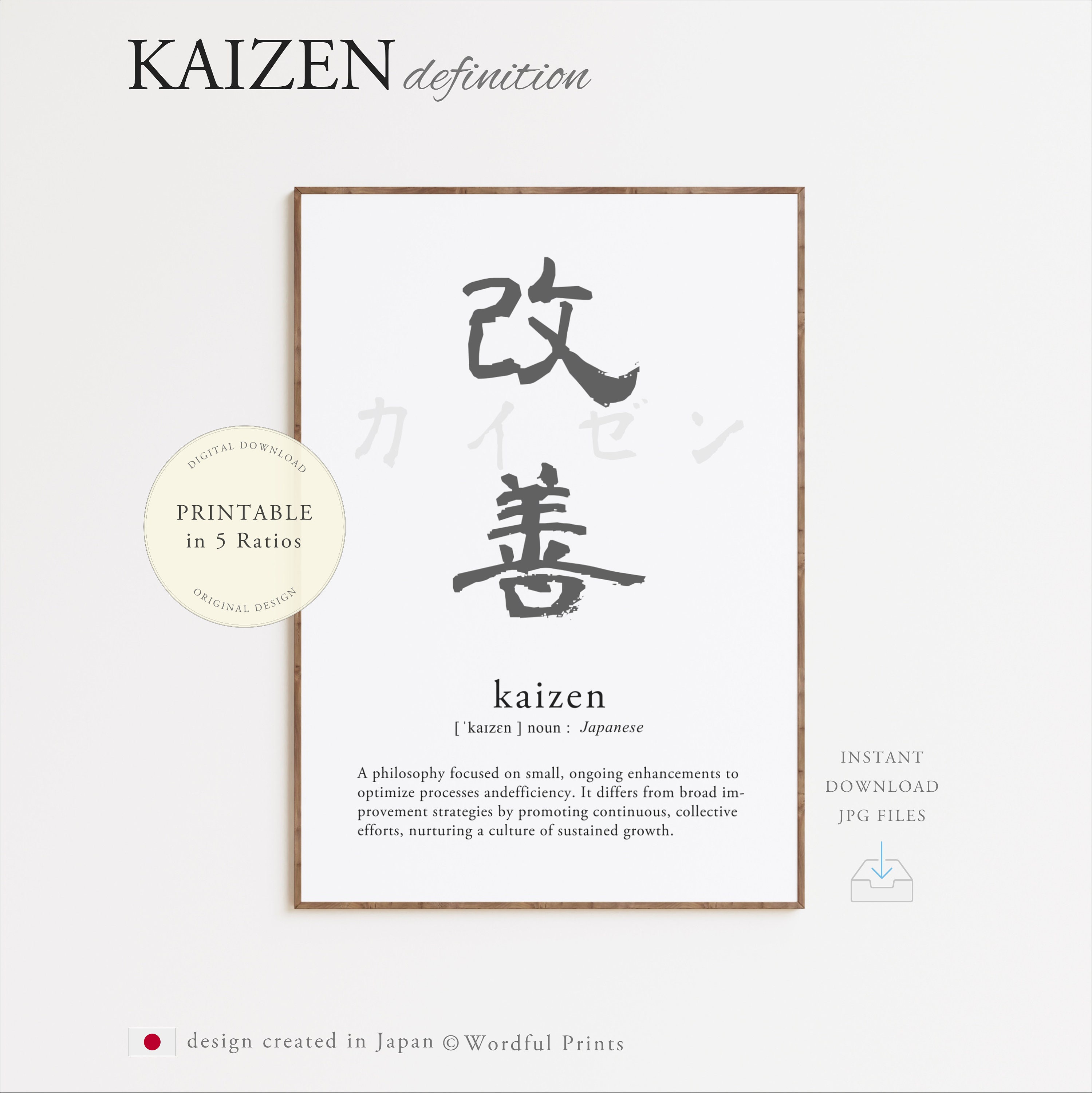 Kaizen Definition Print Workplace Motivation Japanese Language Kanji ...