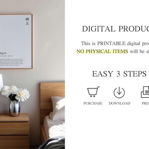 Yugen Definition Print, Traditional Japanese, Japanese Wallart ...