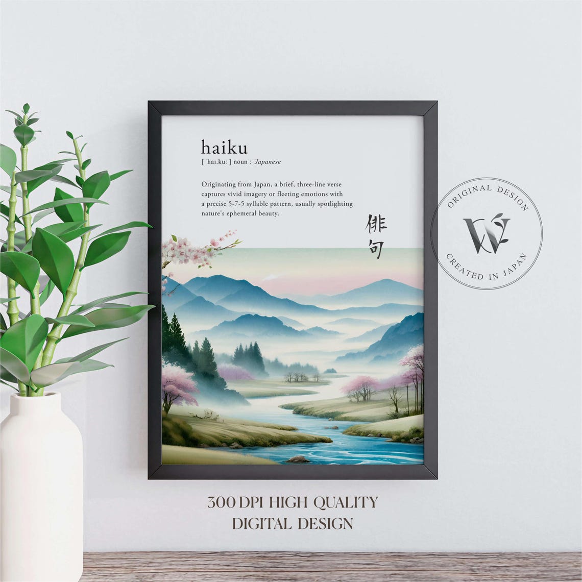 Haiku Poem Definition Print, Japanese Aesthetic Poster With Kanji ...