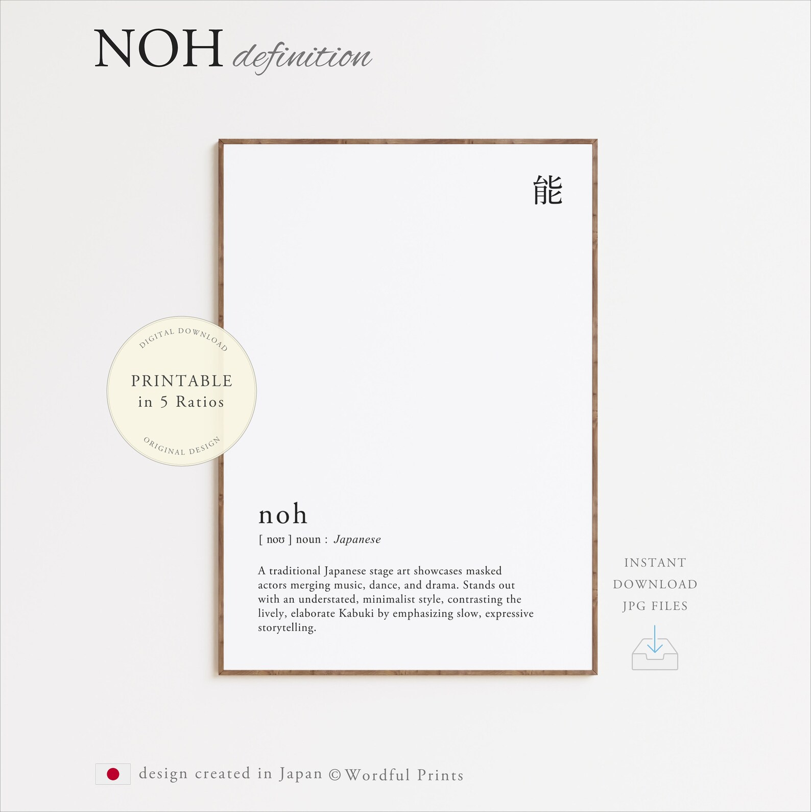 Noh Definition Print Poster Traditional Japanese Language, Noh Print ...