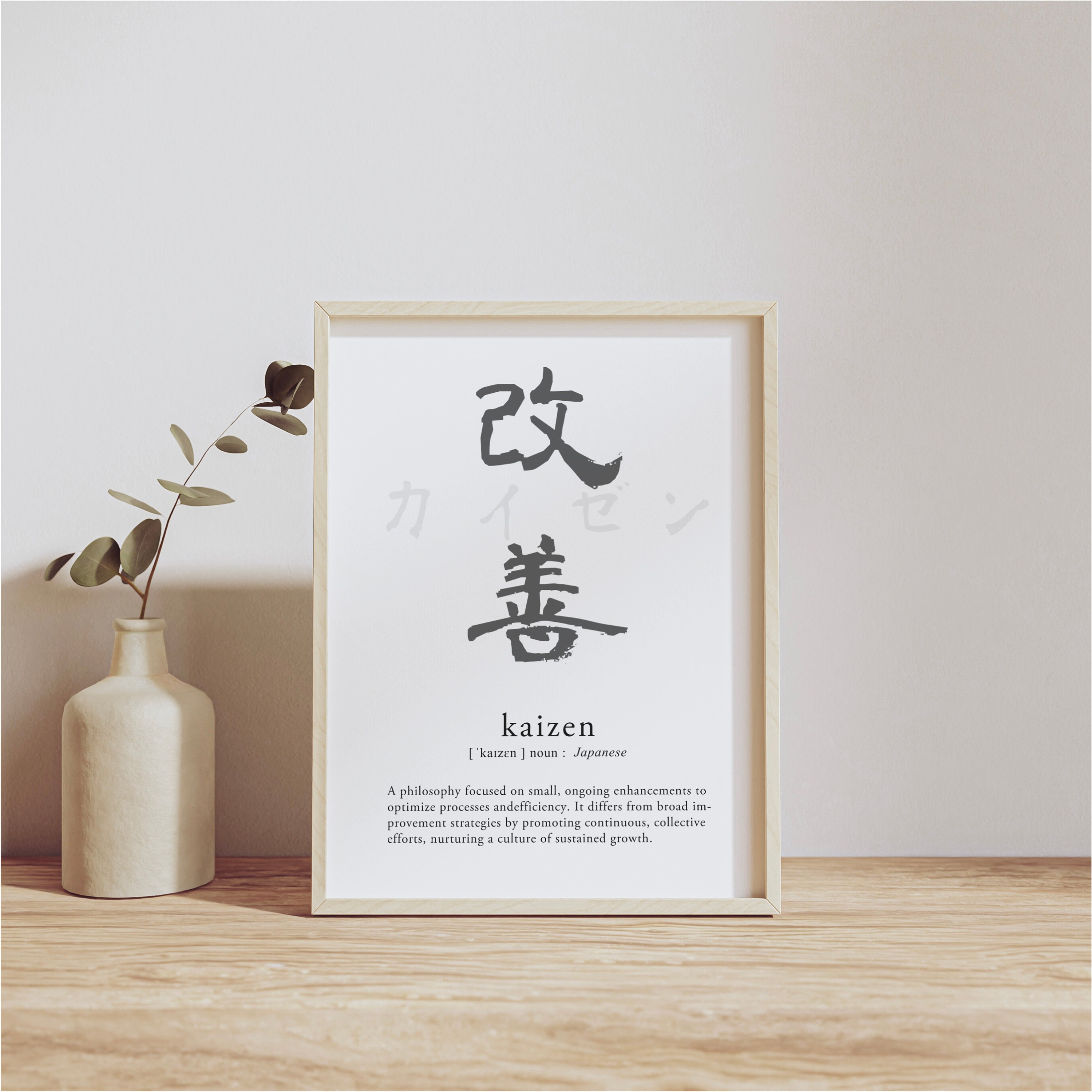Kaizen Definition Print Workplace Motivation Japanese Language Kanji ...