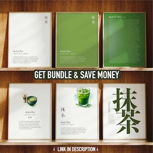 Japanese Matcha Green Tea Definition Wall Art Print Online, Kanji Learning, Aesthetic Simple ...