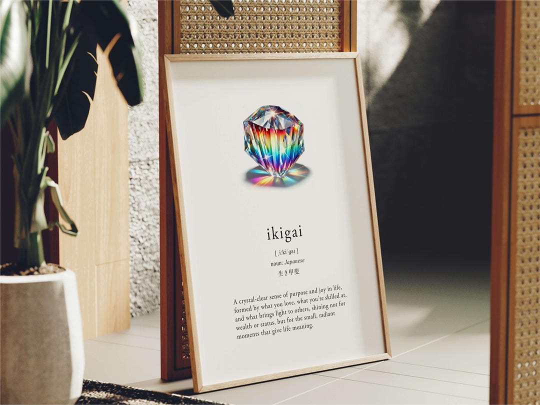 Ikigai Concept Crystal Rainbow Artwork Japanese Language Definition ...