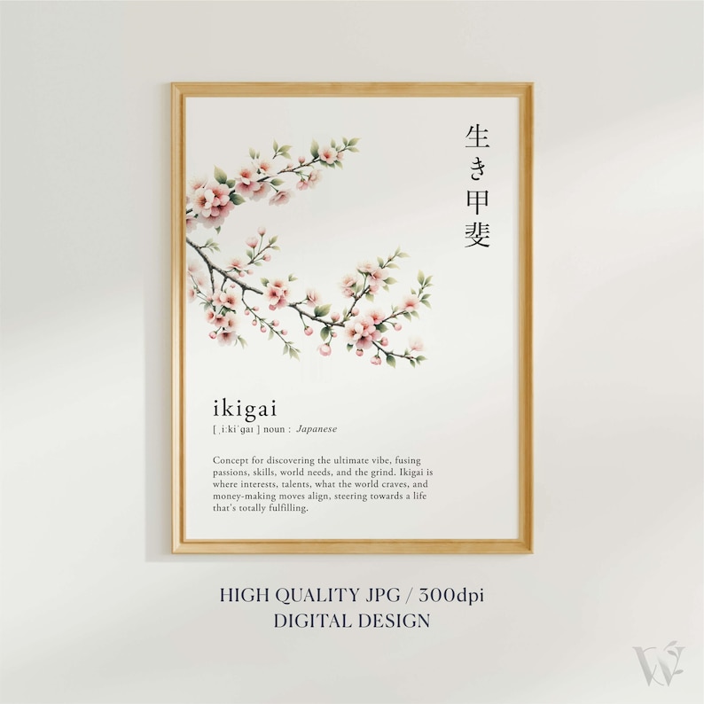 6 Ikigai Definition Digital Printable Wall Art Bundle: Japanese ...