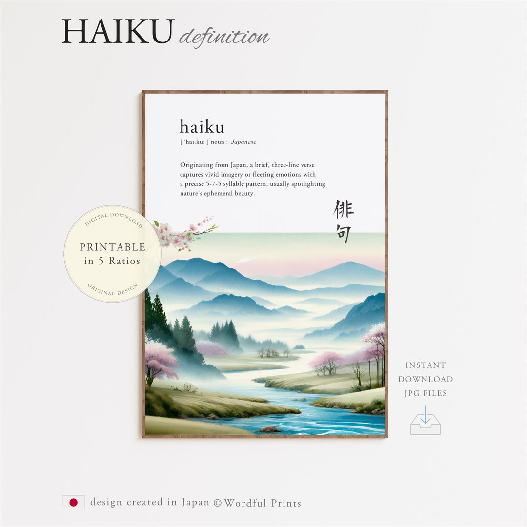 Haiku Poem Definition Print, Japanese Aesthetic Poster With Kanji ...