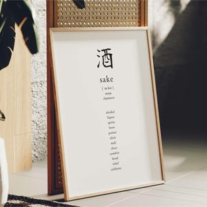 Japanese Sake Definition Print Poster, Rice Wine, Dictionary Art Print ...