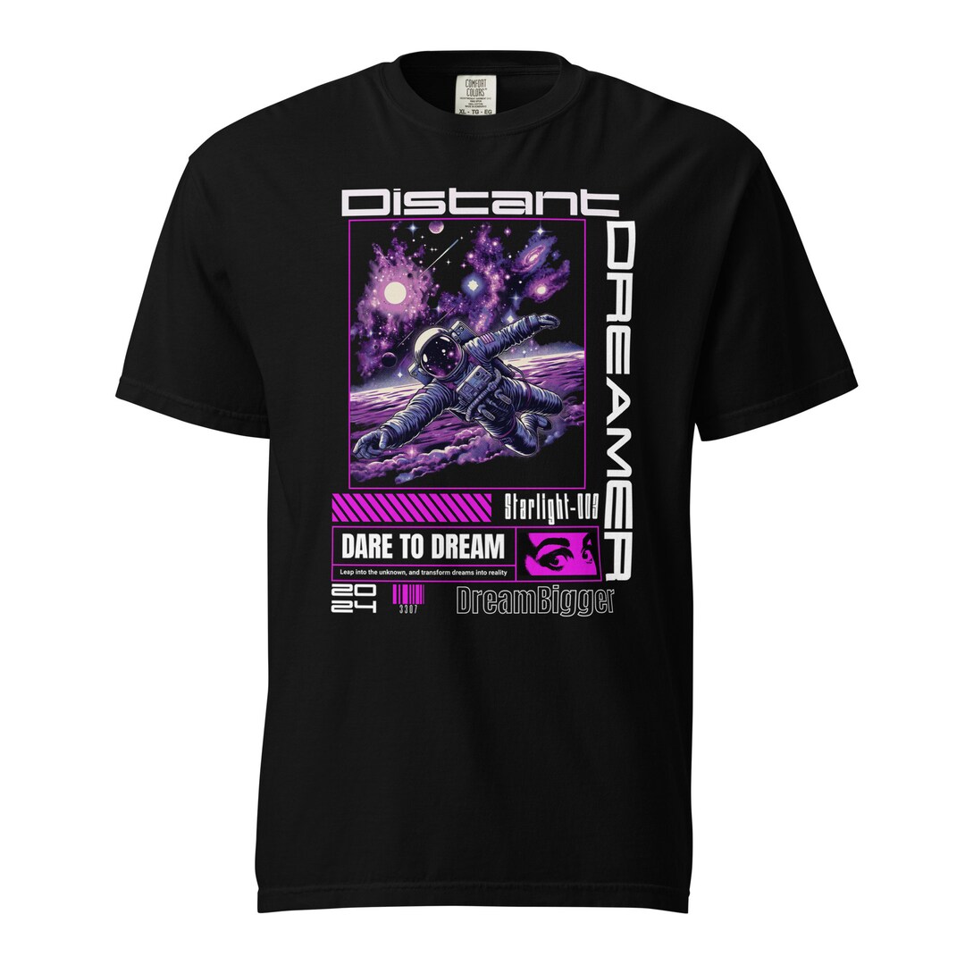 Astronaut in Space Graphic Tee: Astronaut Flying Through Space Distant ...