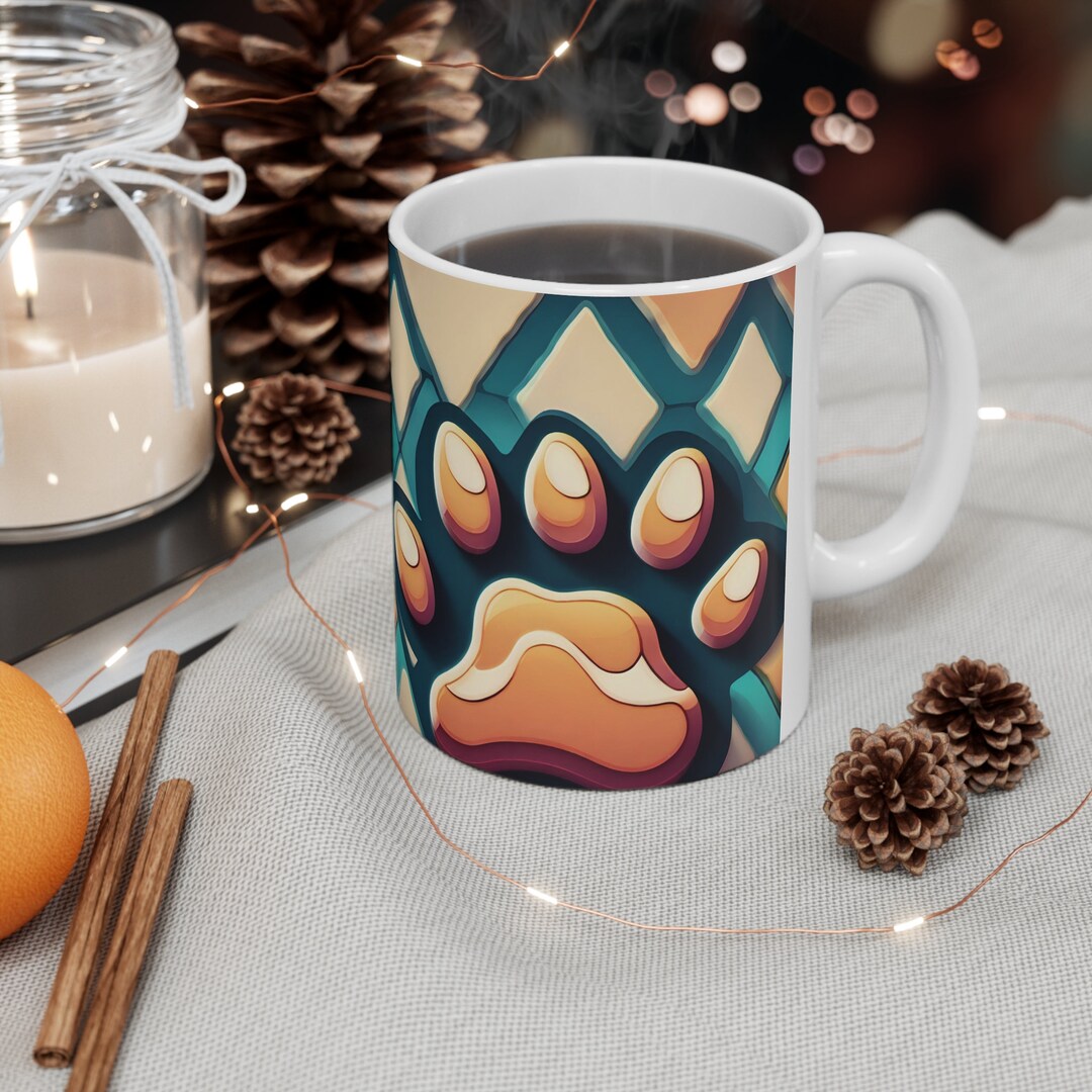 Cute Cat Paw Print Mug Adorable Coffee Cup for Cat Lovers - Etsy