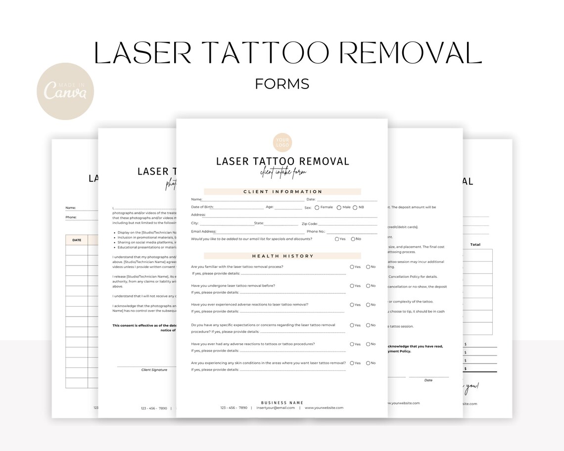 Laser Tattoo Removal Forms Bundle, Tattoo Removal Consultation Forms ...