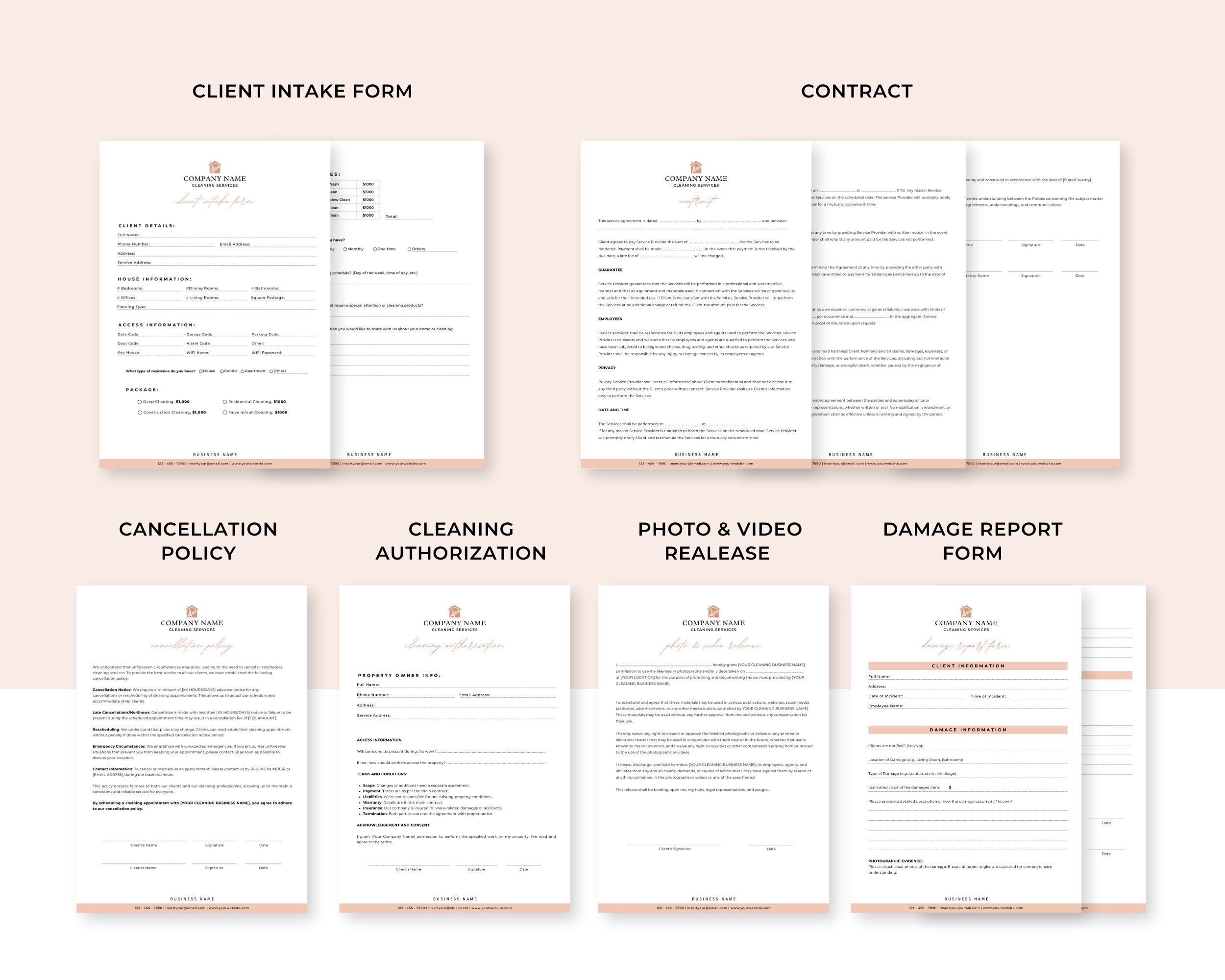 Cleaning Business Bundle, Cleaning Forms, Logo, Service Agreement ...