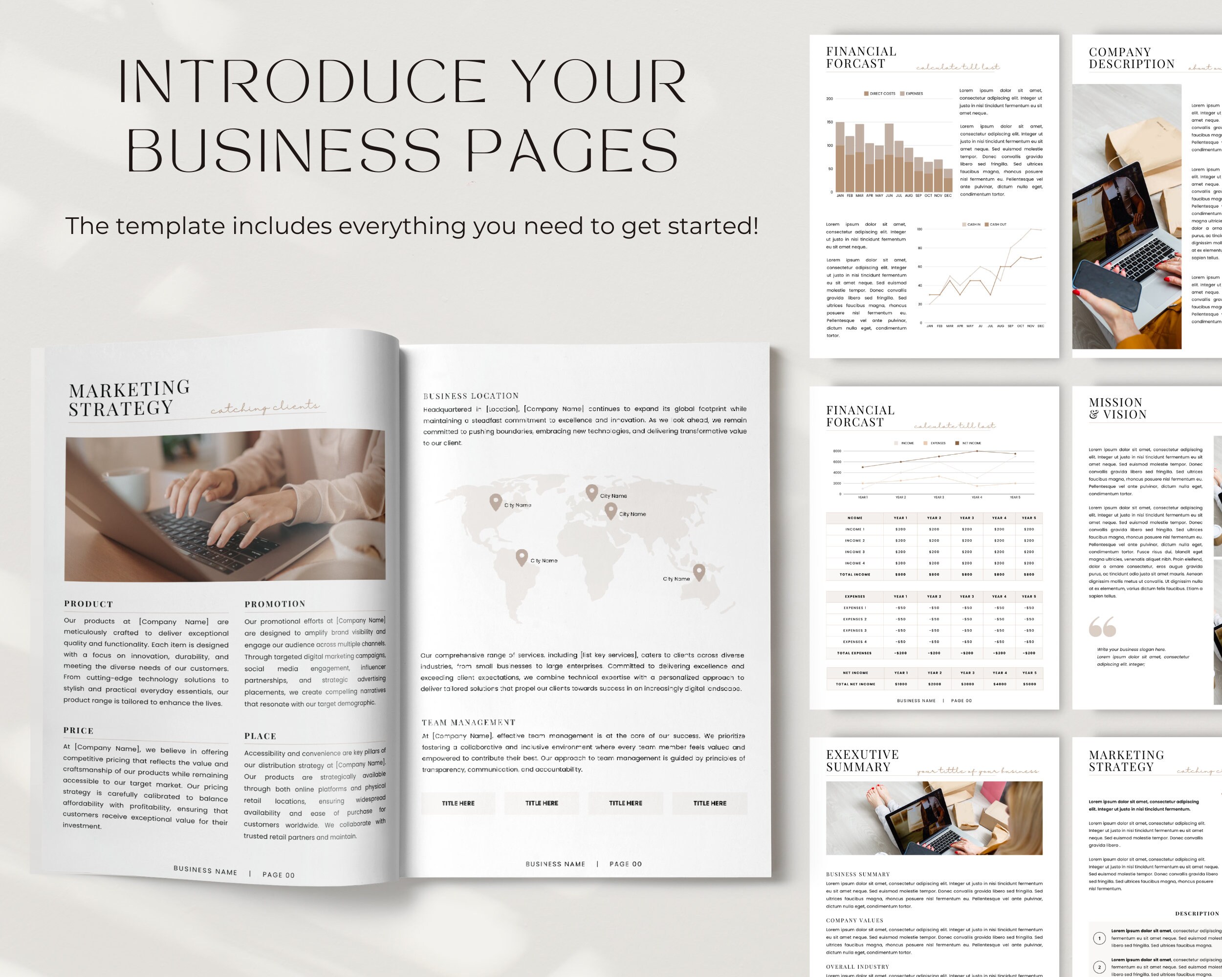 Business Plan Template, Business Planner Printable, Editable Canva ...