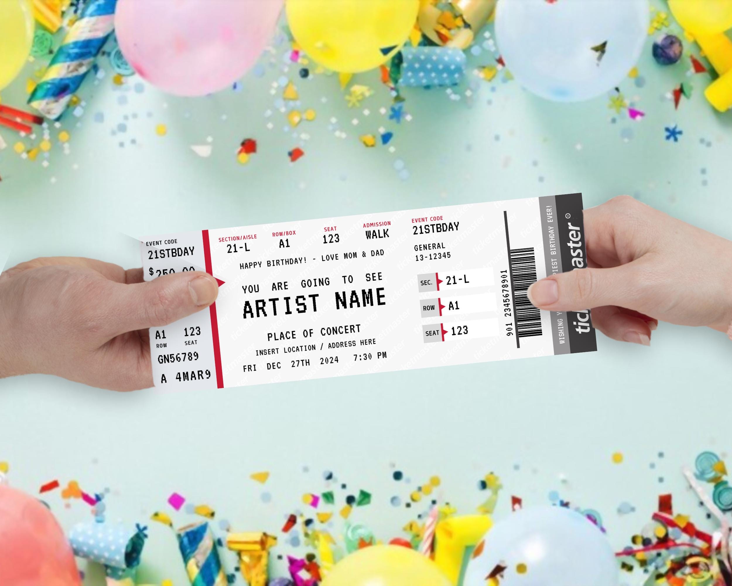 Concert Tickets Gift Ticket Vouchers, Ticketmaster, Concert Ticket ...