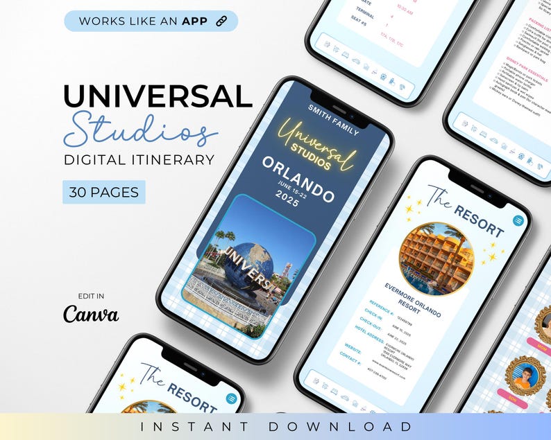 Universal Studios Orlando Vacation Travel Digital Itinerary, Family ...