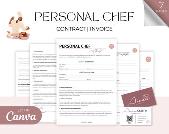 Editable Personal Chef Contract Template, Private Chef Contract Template, Personal Chef Service ...