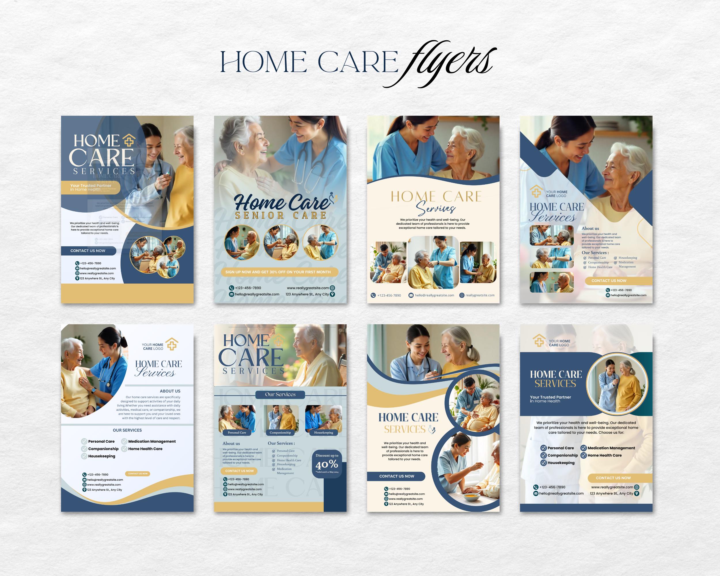 78 Pages Home Care Template Bundle, Senior Care Templates, Forms Flyers ...