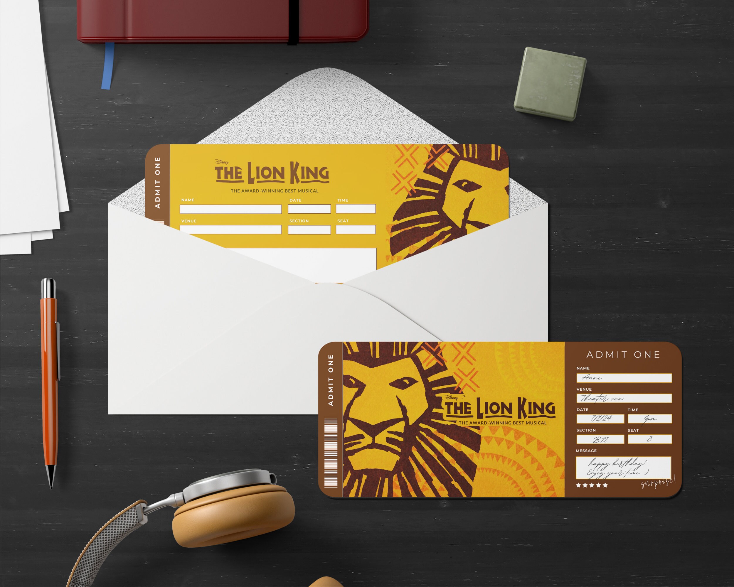Printable Lion King Broadway Surprise Ticket, Lion King Musical ...