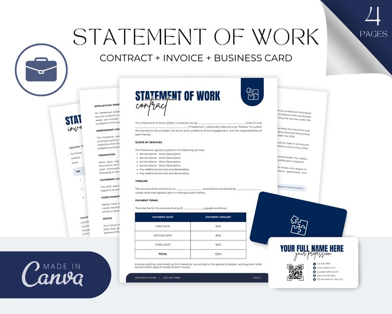 Editable Statement of Work Template, Scope of Work, Freelancer SOW ...