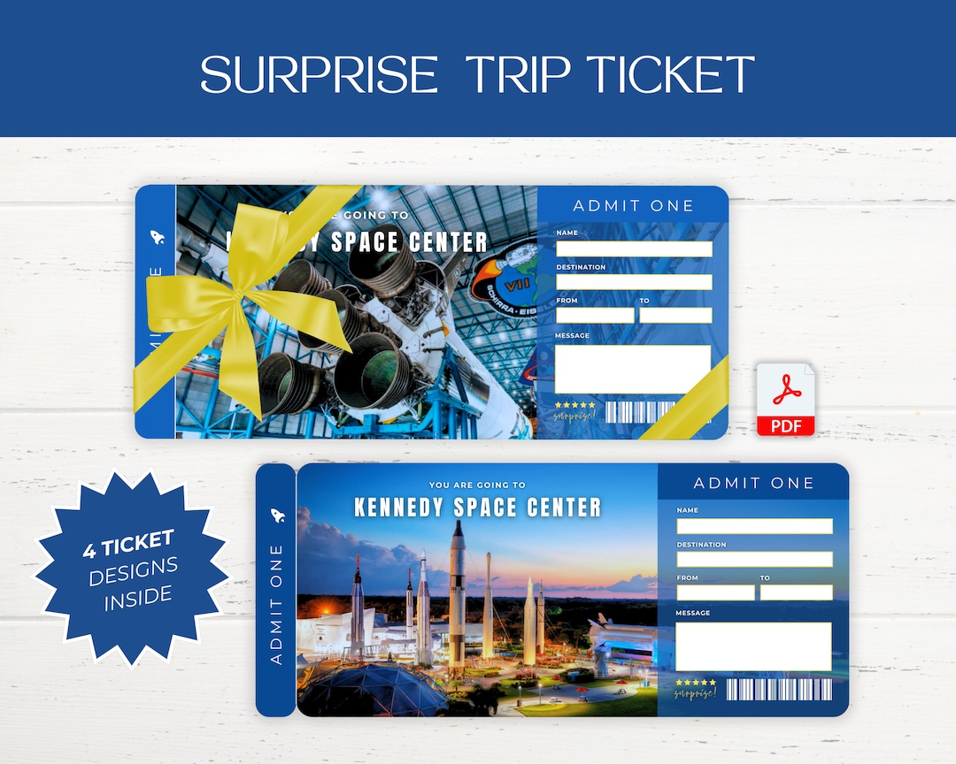 Printable Kennedy Space Center Surprise Trip Ticket, NASA Space Ticket ...