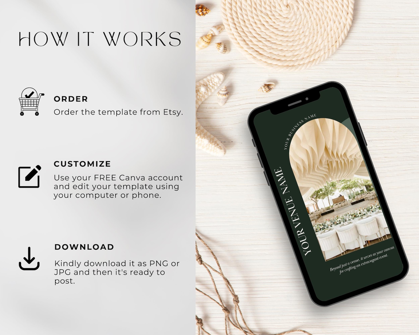 Venue Rental Instagram IG Post & Story Template, Wedding Venue Rental ...