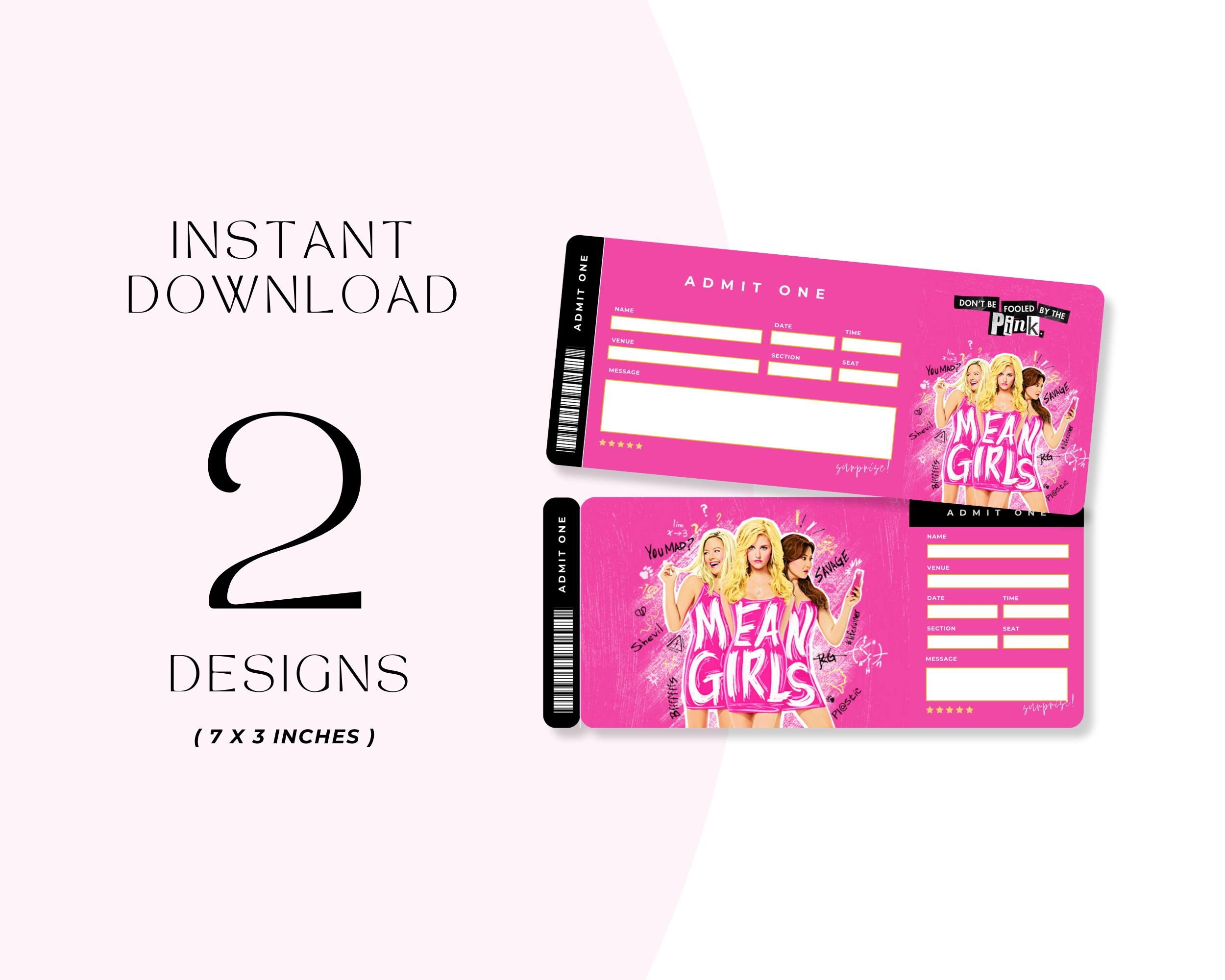 Printable Mean Girls the Musical Tour Ticket Template, Editable Theatre ...