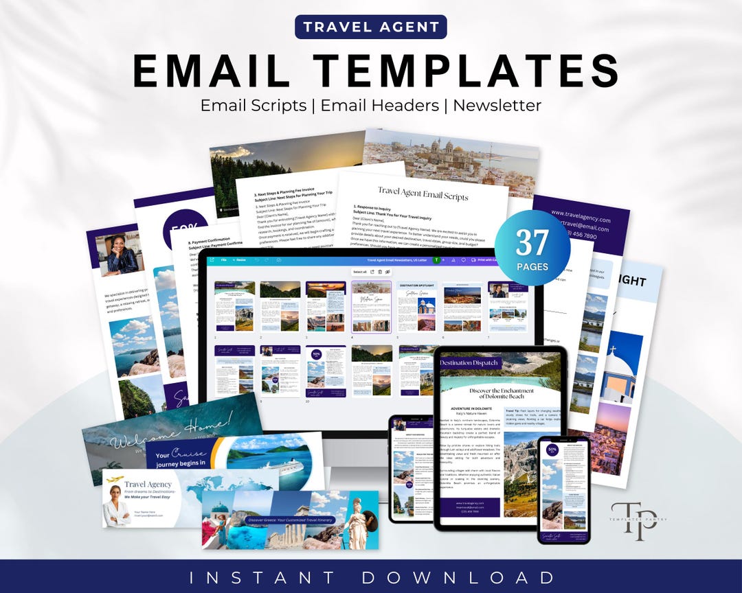 Travel Email Newsletter Template, Email Template Pack, Email Marketing ...