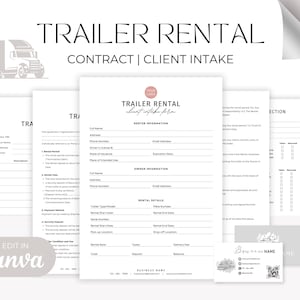 Editable Trailer Rental Agreement Template, Trailer Rental Contract ...