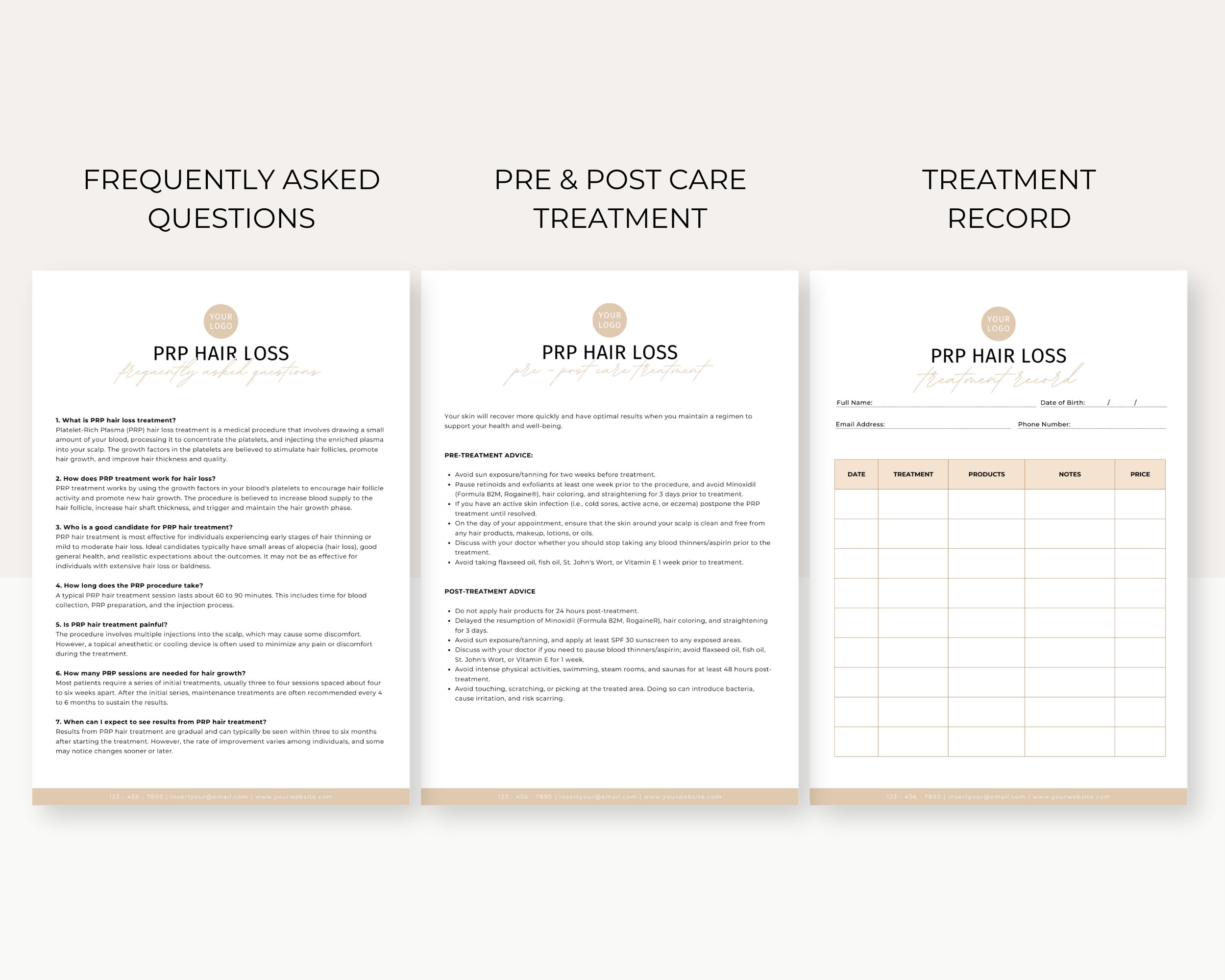 Editable PRP Injection Hair Loss Consent Intake Forms, Platelet Rich ...
