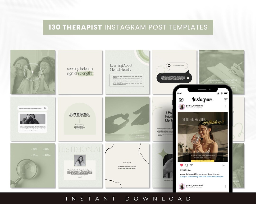 Therapist Instagram Templates, Psychologist Social Media, Mental Health ...