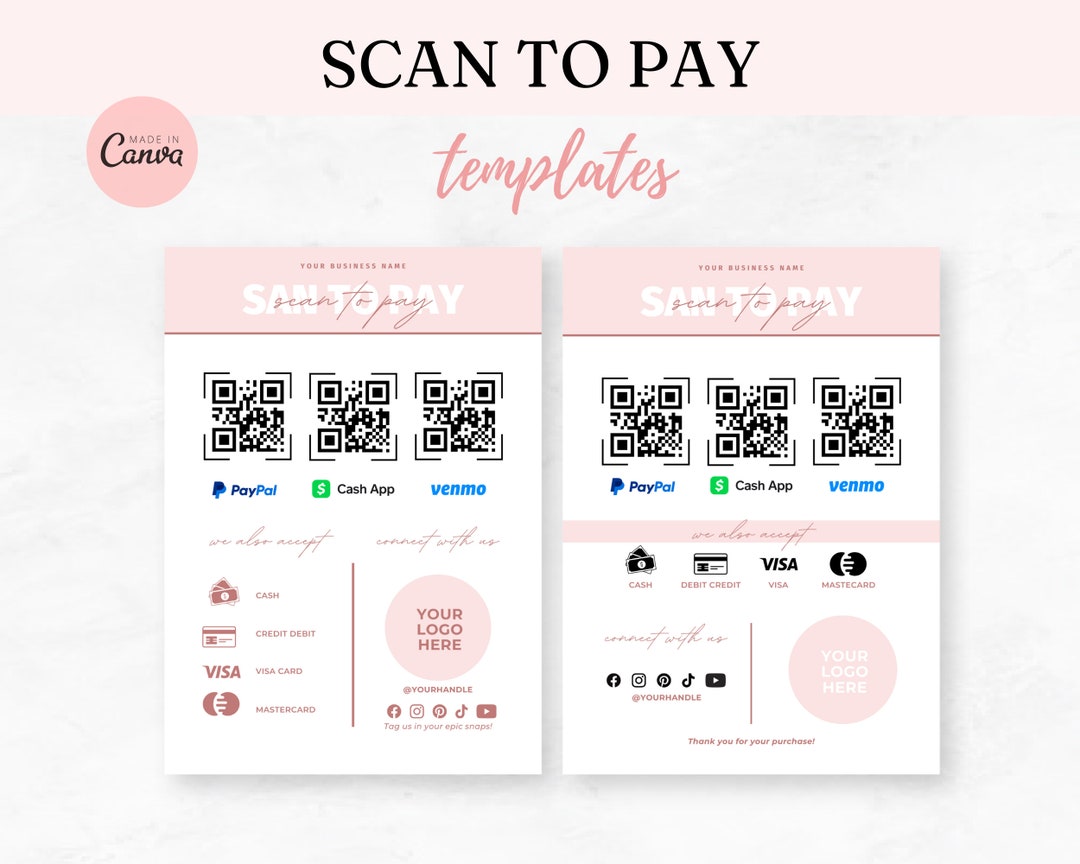 Scan to Pay Template, Social Media Template, QR Code Sign for Small ...