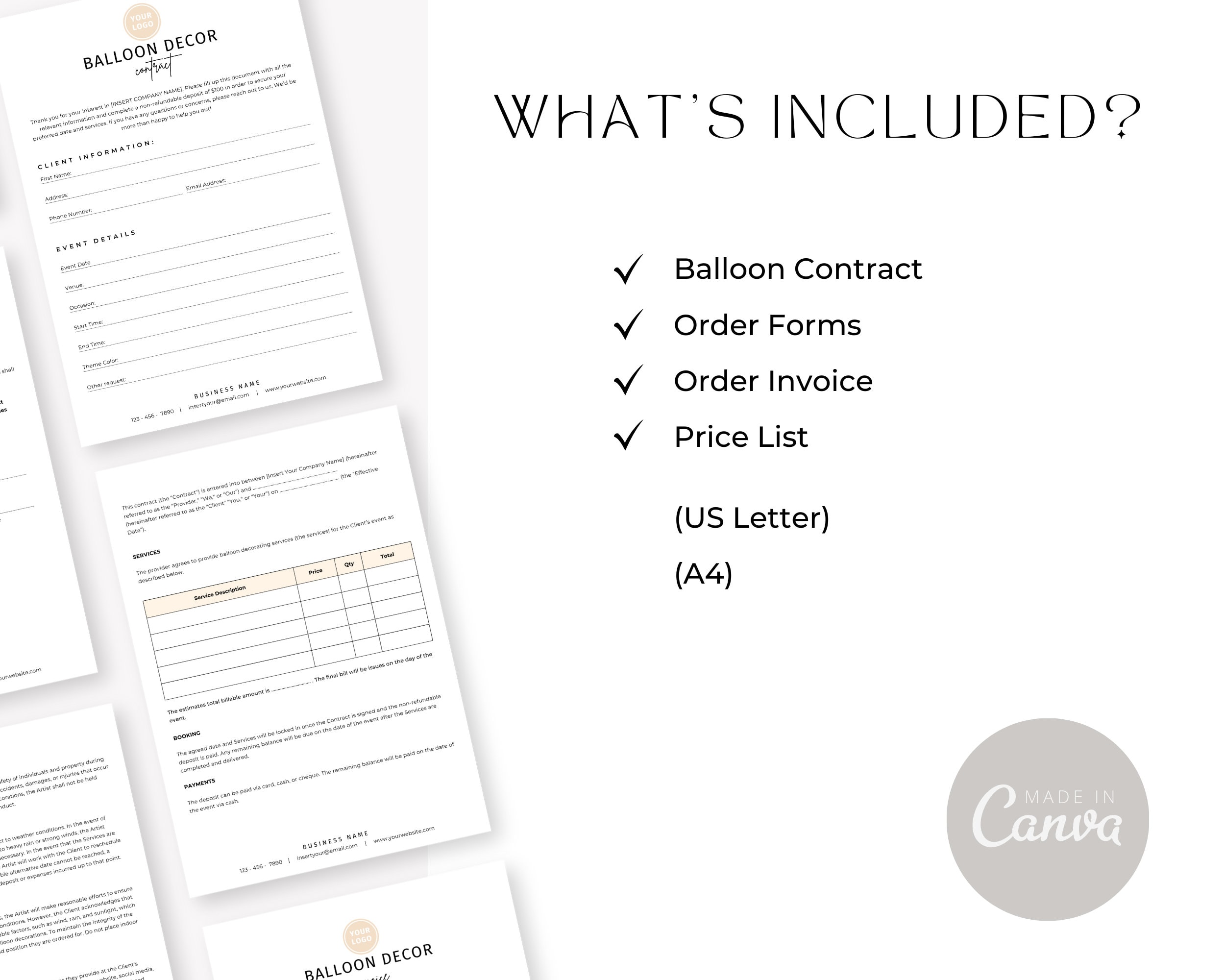 Balloon Artist Contract Template, Balloon Decor Business Contract ...