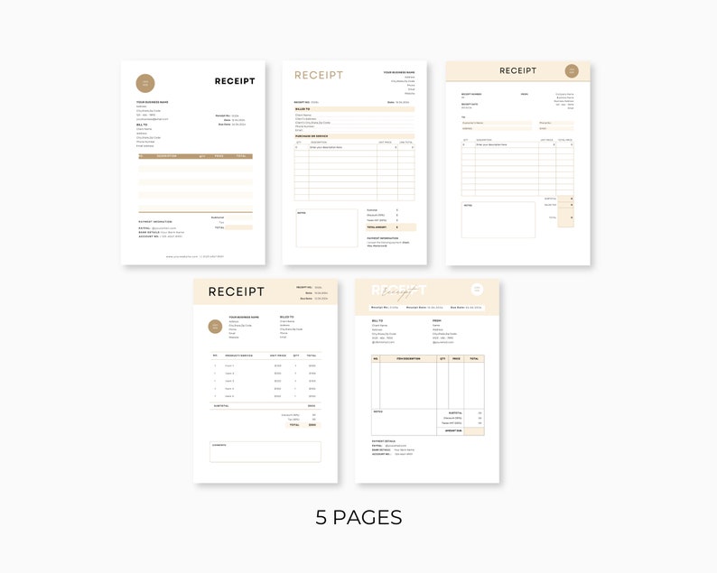Editable Receipt Template, Printable Receipt Template, Order Form ...