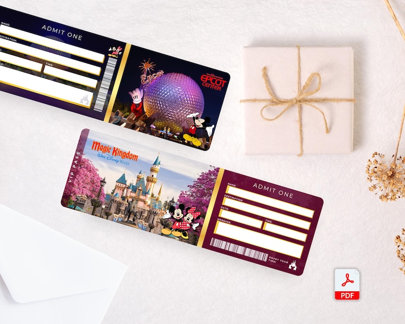 Editable Epcot Walt Disney World Surprise Reveal Trip Gift Template ...