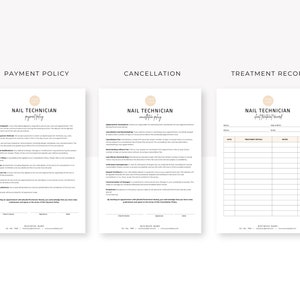 Editable Nail Technician Forms Bundle, Nail Tech Consultation Forms ...
