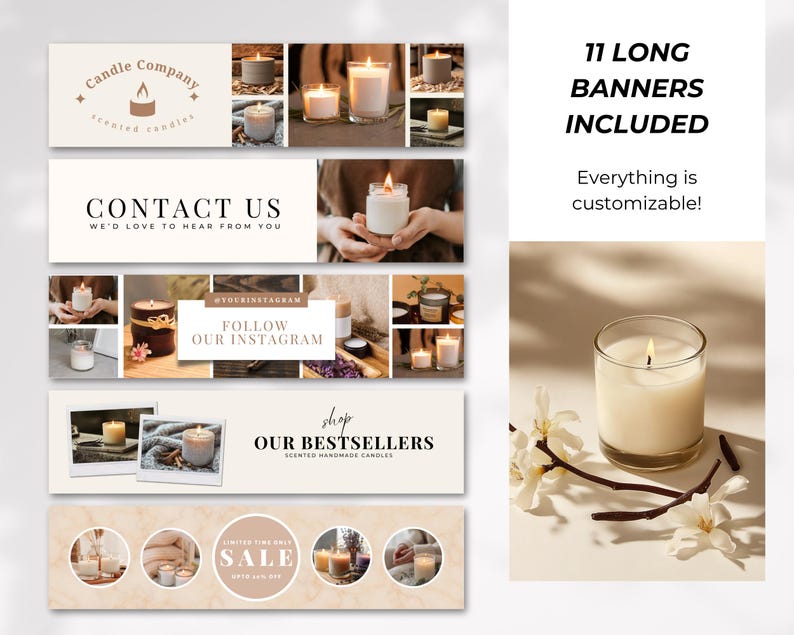 Candle Shopify Website Banner Template, Candle Business Banner Design ...