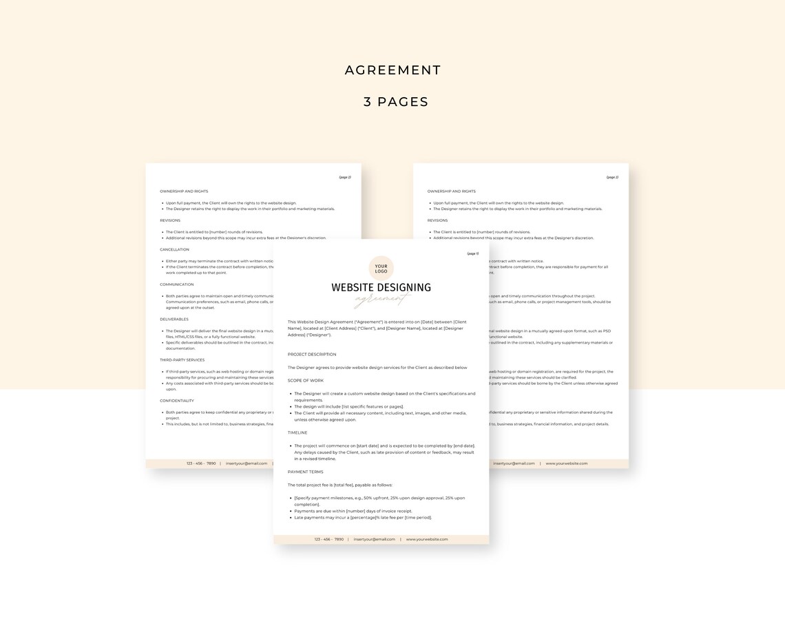 Editable Web Design Contract Template, Freelance Website Designer ...