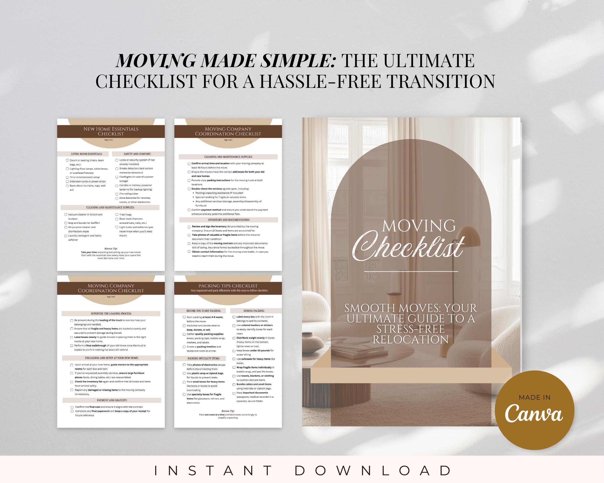 Real Estate Moving Checklist Template, Real Estate Marketing, Realtor ...