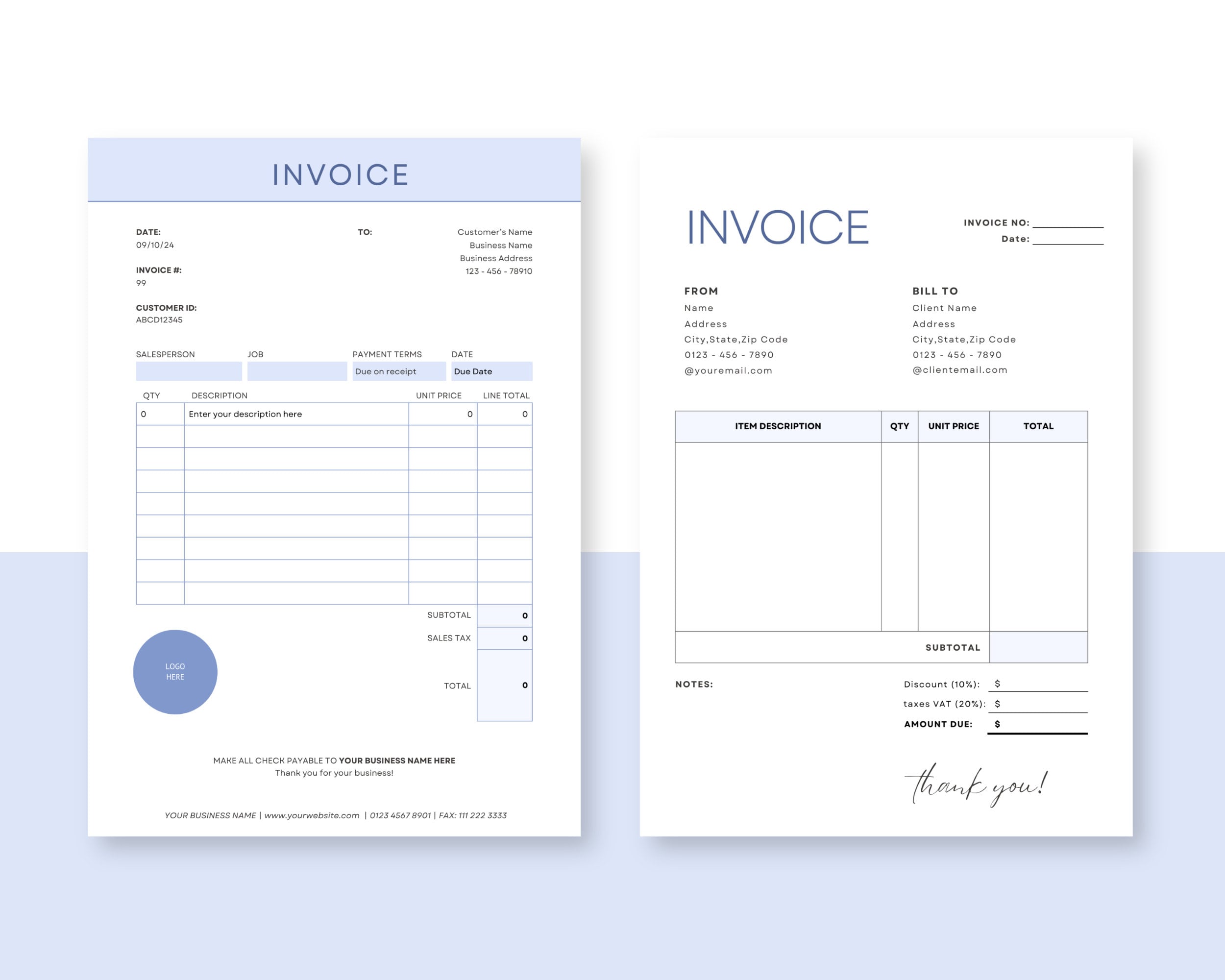 Invoice Template Editable, Small Business Custom Order Form Printable ...