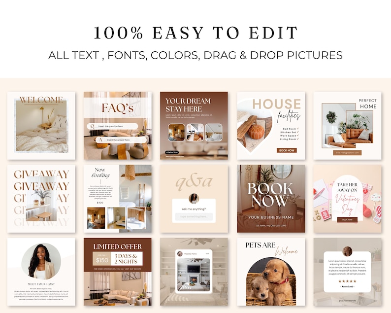 Airbnb Templates, Airbnb Instagram, Vacation Rental, VRBO Instagram ...