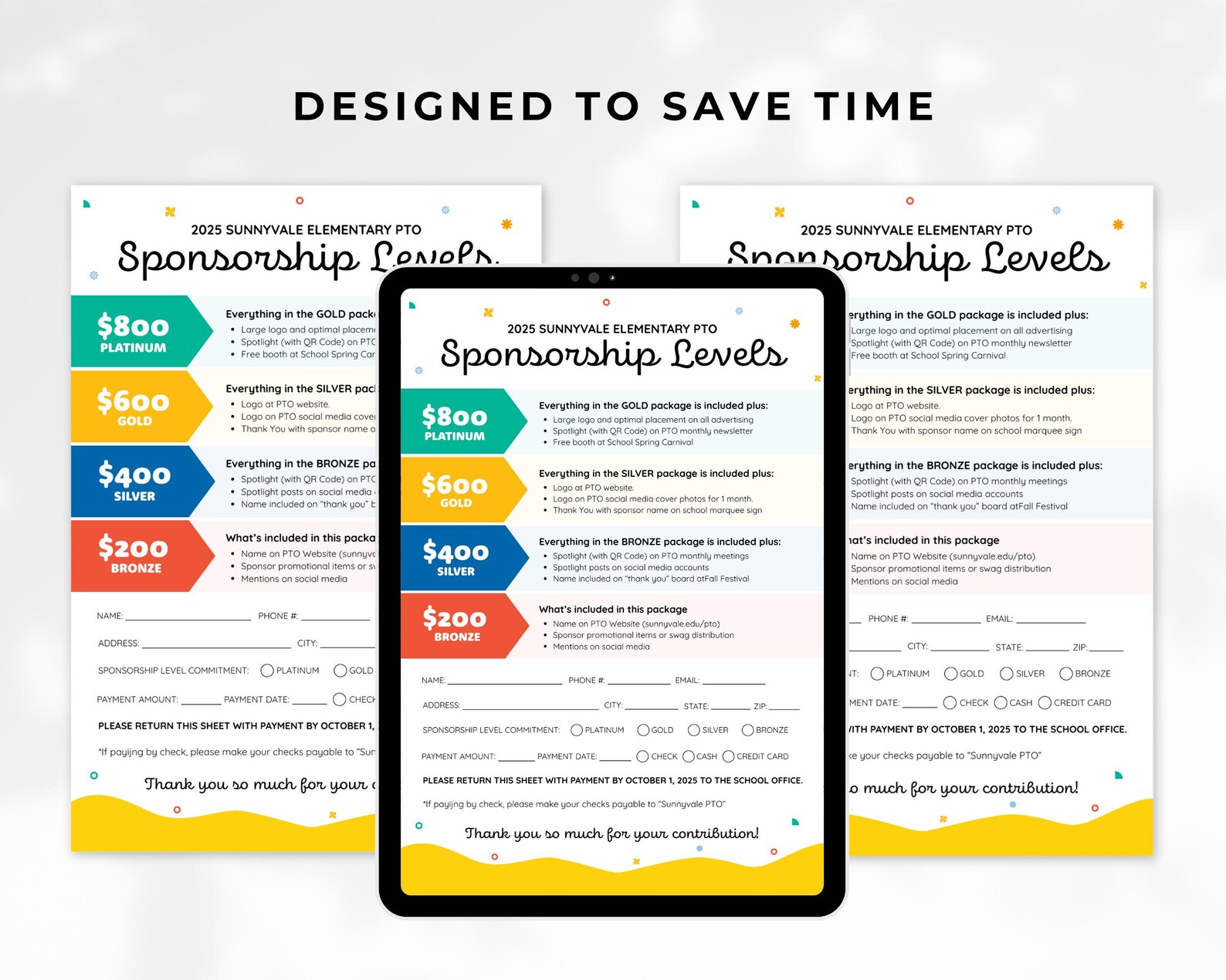 PTA/PTO Sponsorship Levels Flyer Template, PTA Flyer, School Education ...