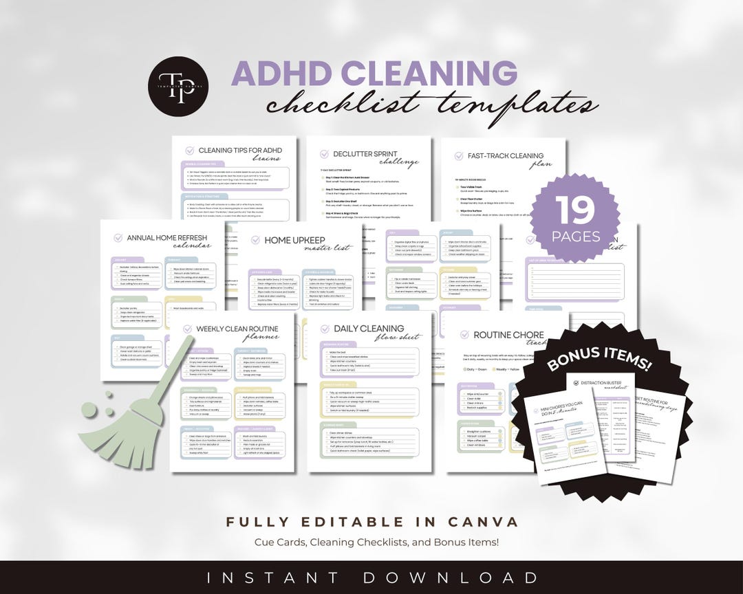Adhd Cleaning Planner Bundle, Adhd Cleaning Schedule, Adhd Cleaning ...