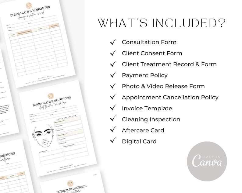 Dermal Filler, Botox, Botulin Toxin, Consultation Forms, Consent Form ...