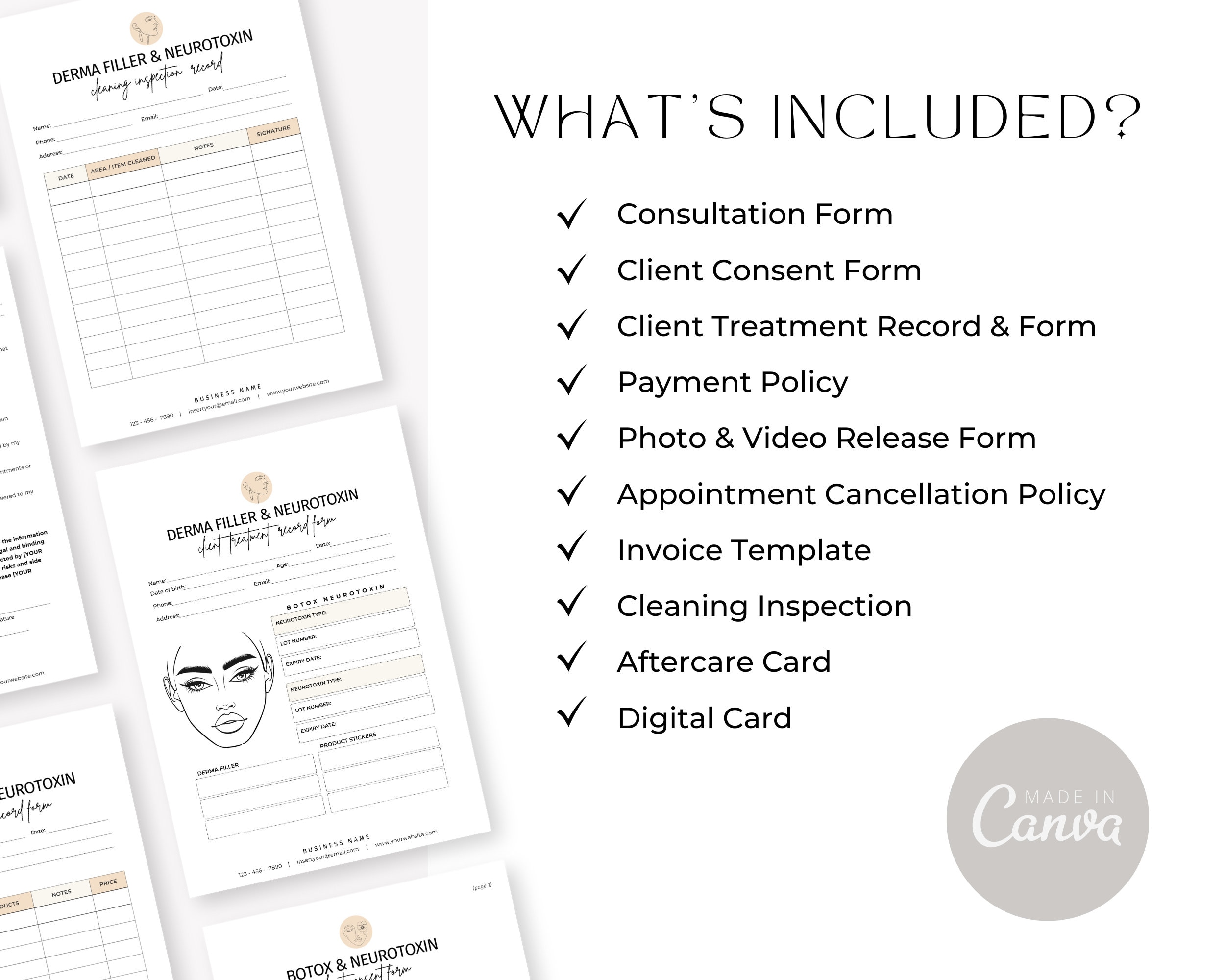 Dermal Filler, Botox, Botulin Toxin, Consultation Forms, Consent Form ...