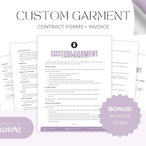 Custom Garment Contract, Tailor Made Clothing Agreement, Bespoke ...