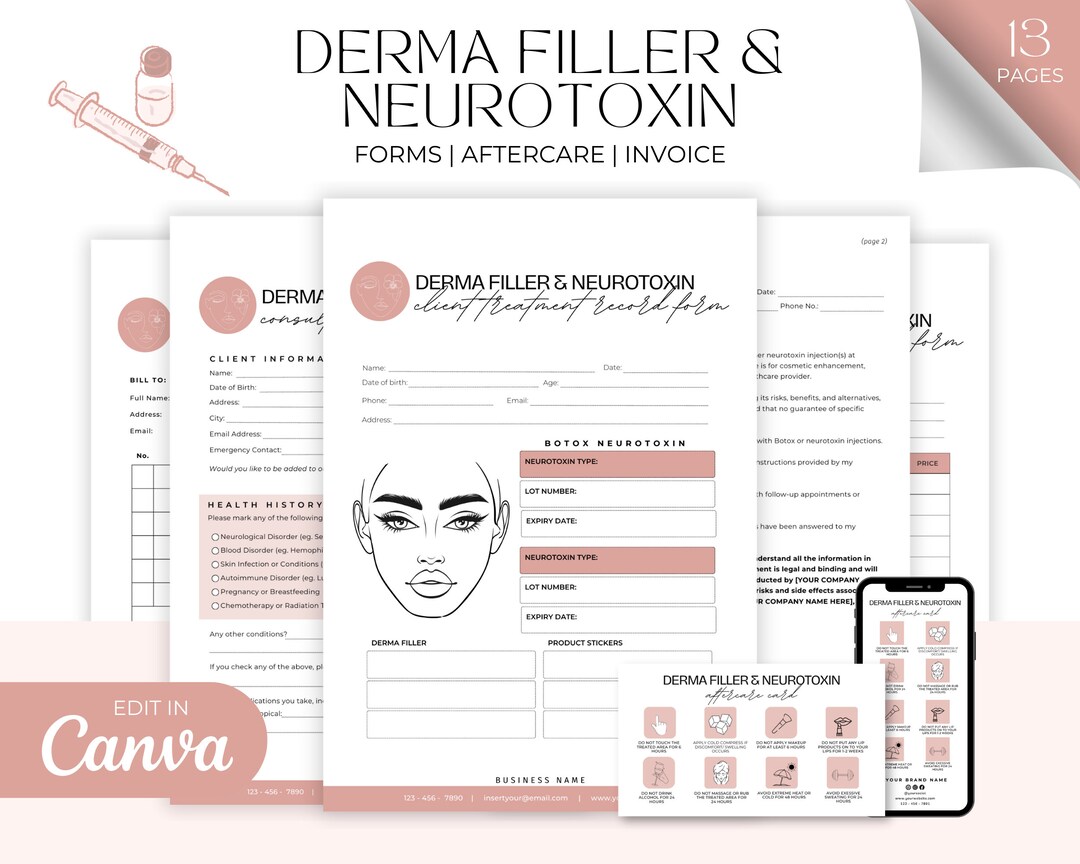 Dermal Filler, Botox, Botulin Toxin, Consultation Forms, Consent Form ...