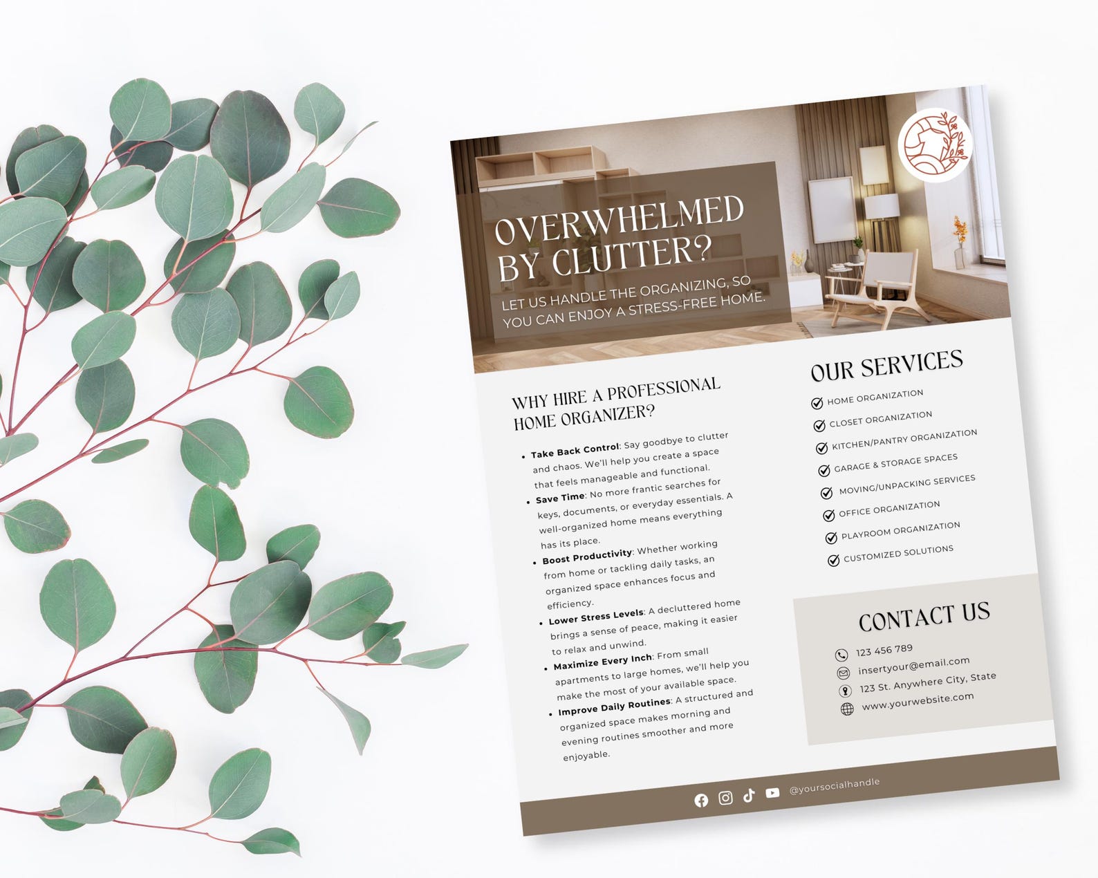 Professional Organizer Flyer Template, Organizing Template ...
